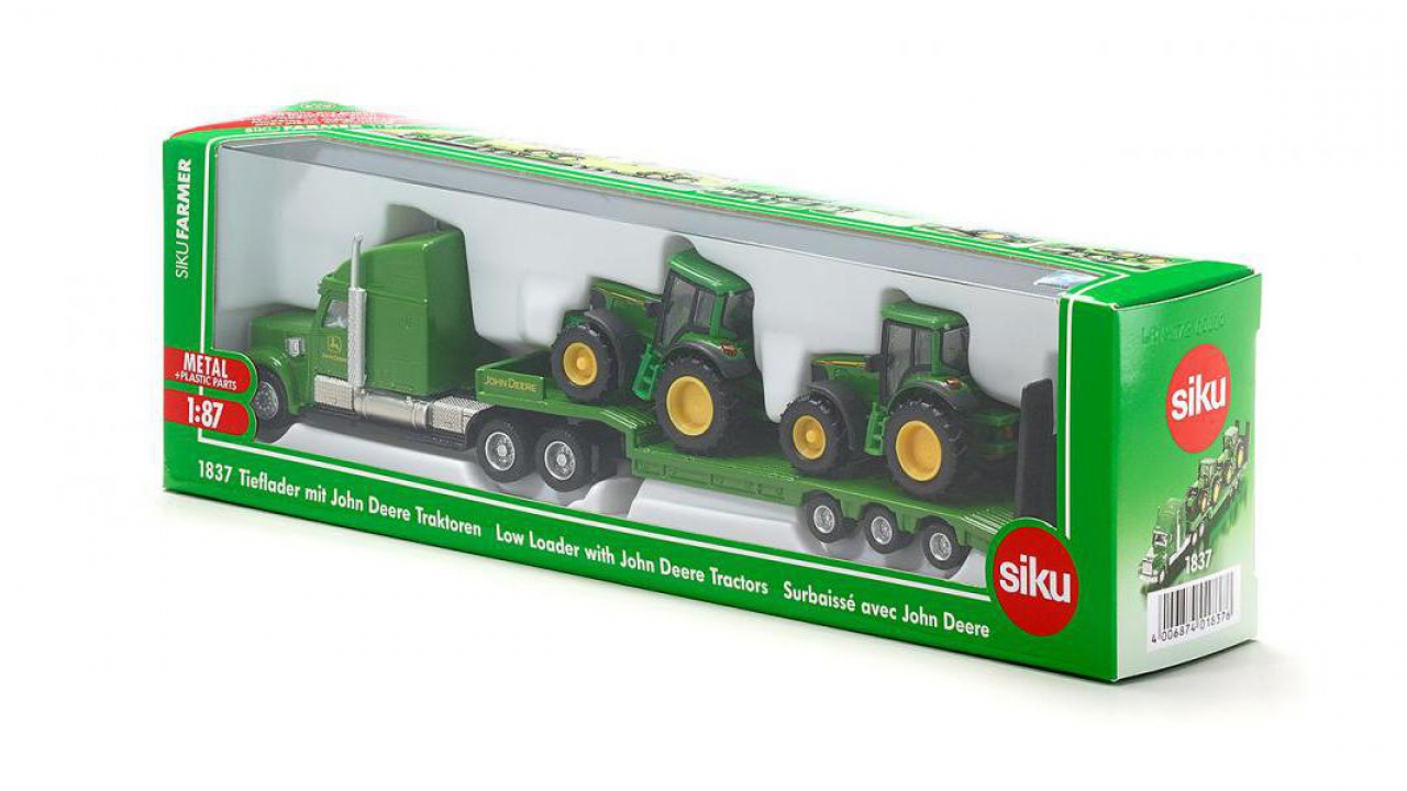 Tieflader mit John Deere Traktoren - SIKU Farmer 1