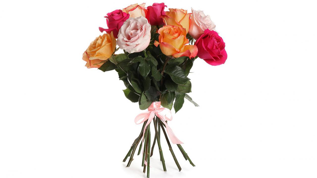 Bon avec un bouquet de fleurs - Roses multicolores - 12 pièces (🚚 2-4 ...