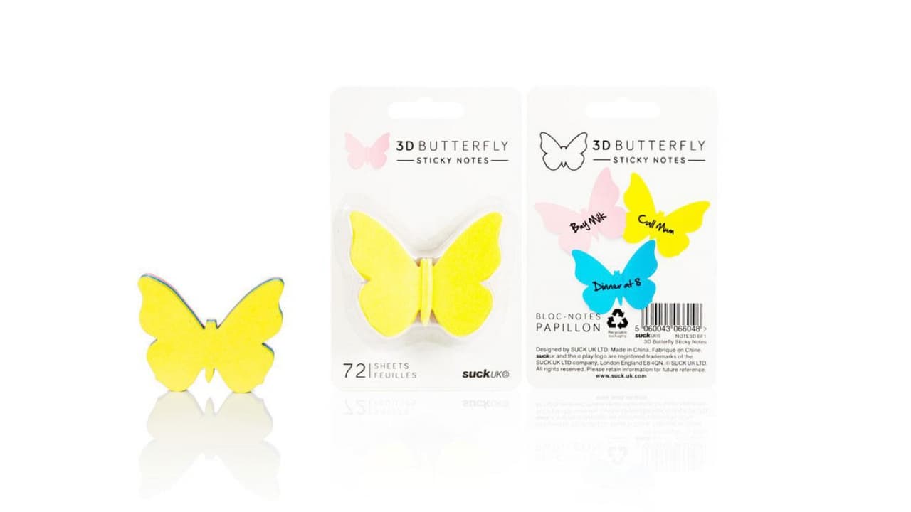 Post-it 3D papillons - 72 papillons colorés 3