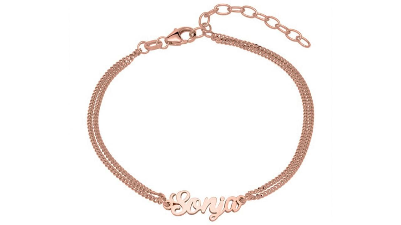 Bracelet prénom en argent 925 plaqué or - Personnalisable