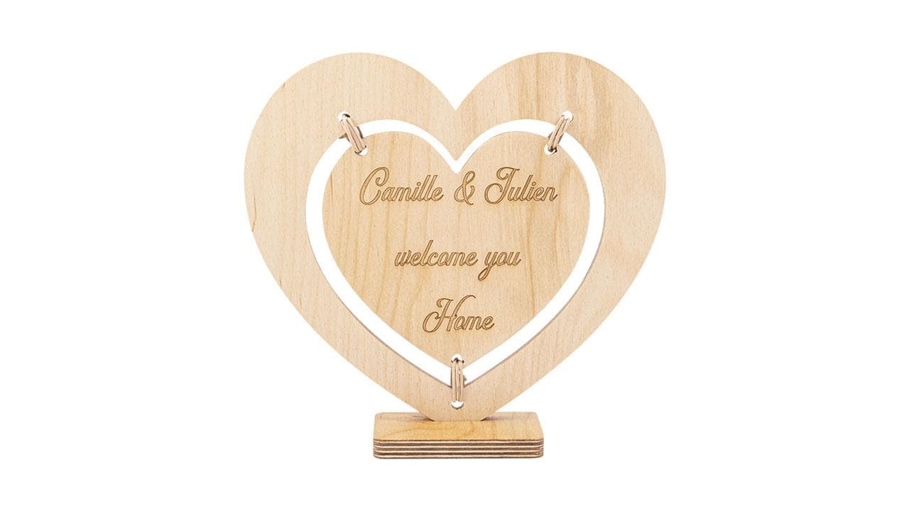 Coeur en bois - avec gravure